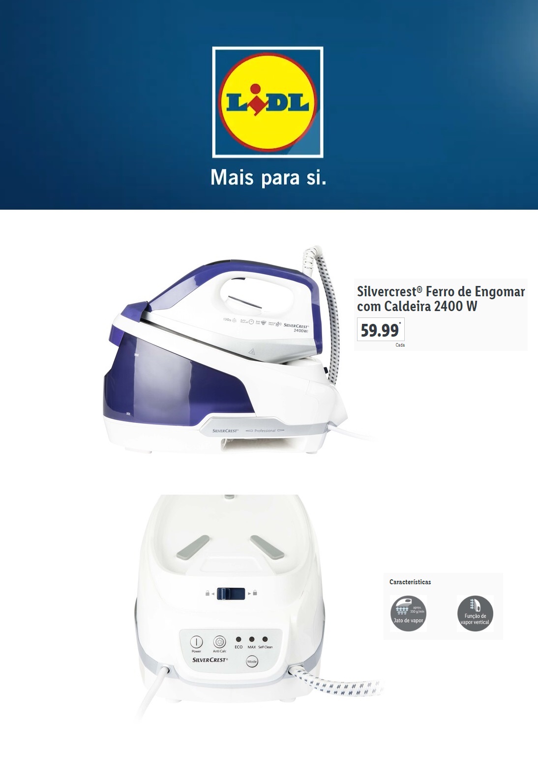 Antevisão LIDL! Silvercrest® Ferro de Engomar com Caldeira 2400 W a ...