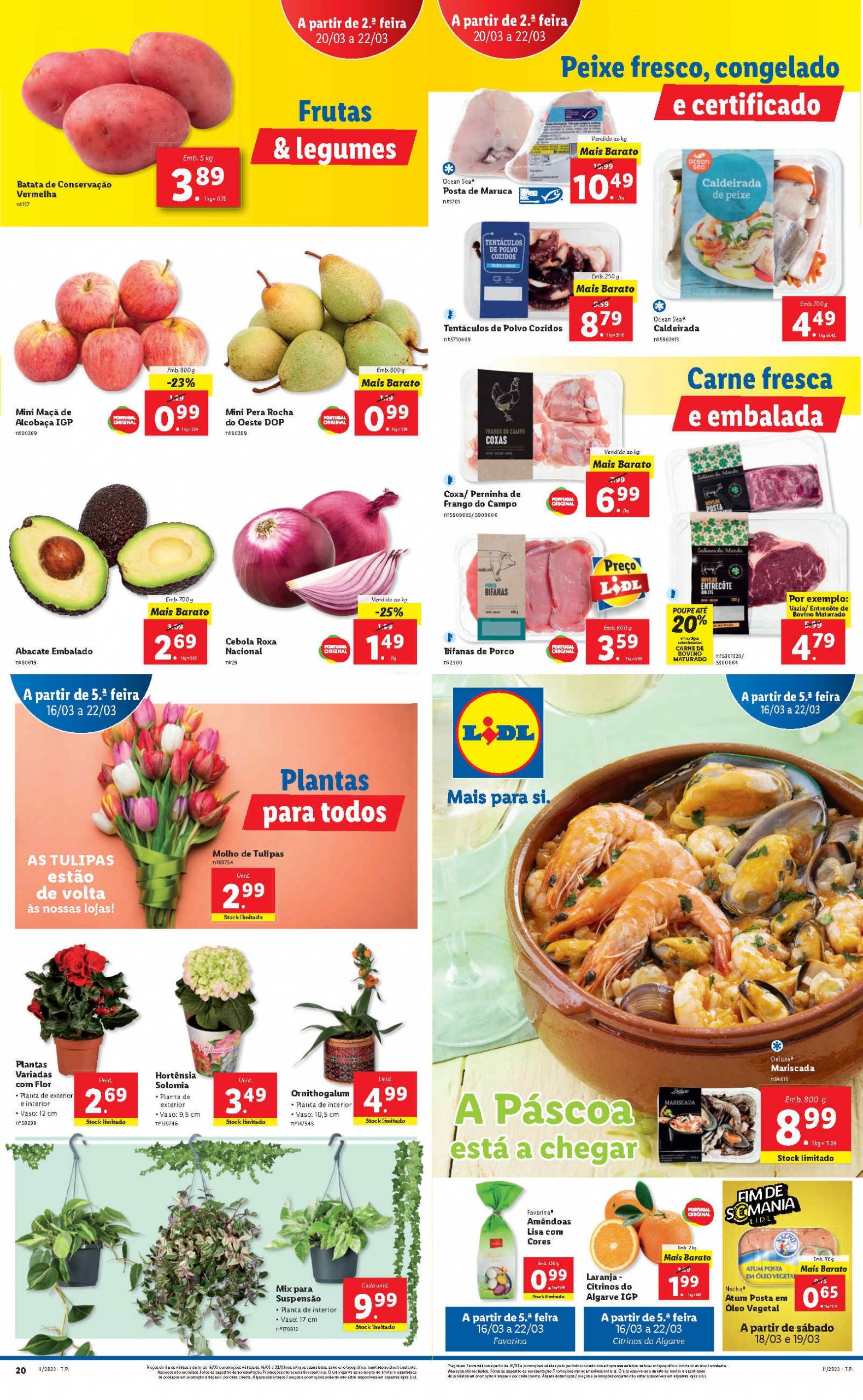Antevisão Folheto LIDL FRESCOS 20 março a 22 março - O Caça Promoções