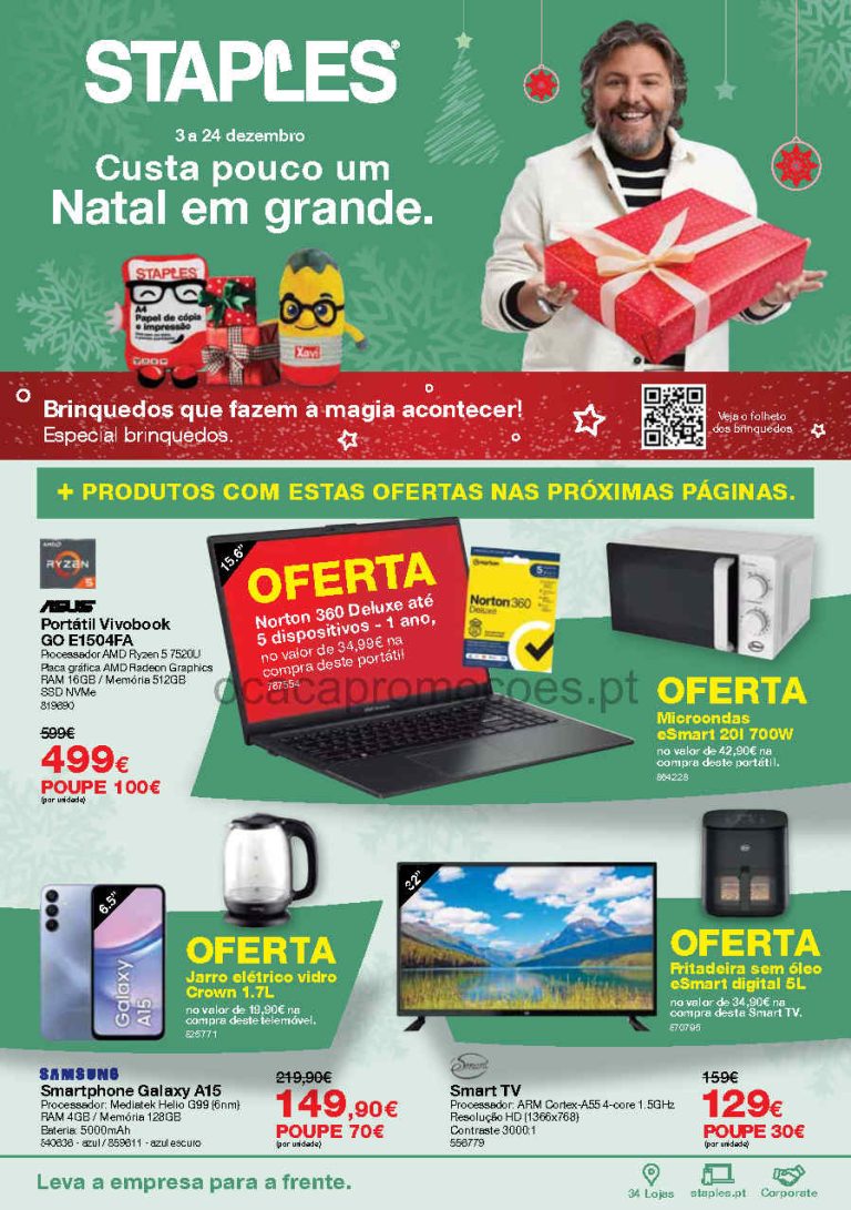 Folheto STAPLES Natal Promoções 3 a 24 dezembro - O Caça Promoções