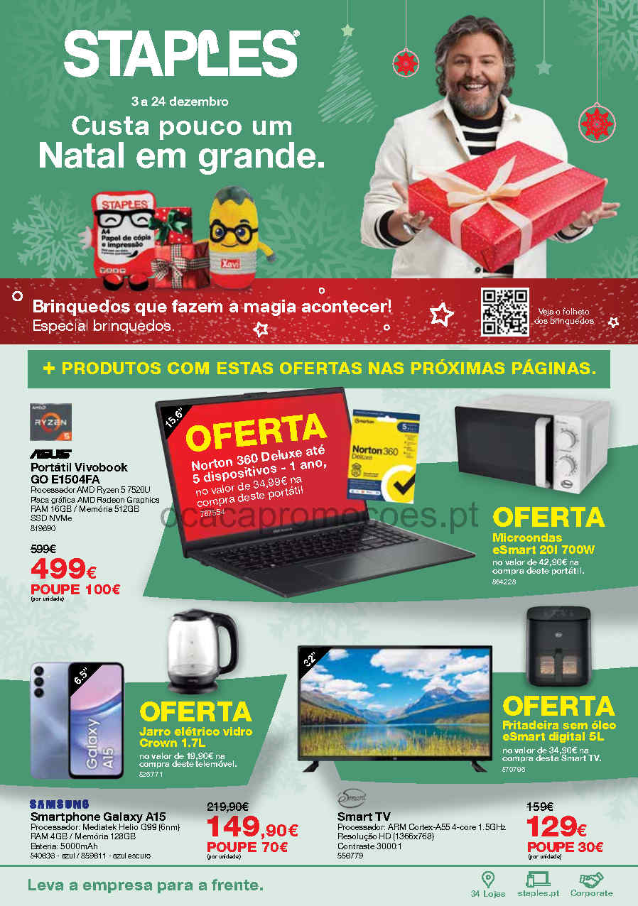 Folheto STAPLES Natal Promoções 3 a 24 dezembro - O Caça Promoções