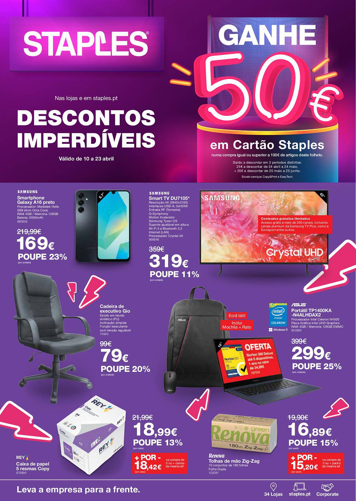 Folheto STAPLES Promoções 10 a 23 de abril - O Caça Promoções